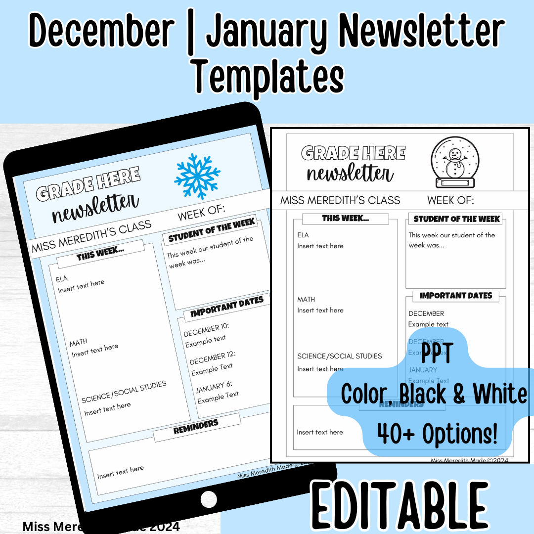 Copy of December January Newsletter Thumbnail – Miss Meredith Made